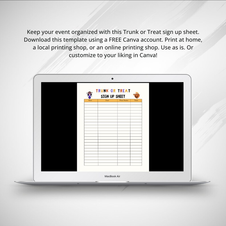 Trunk or Treat Sign Up, Volunteer Sign up Registration Form, Halloween ...