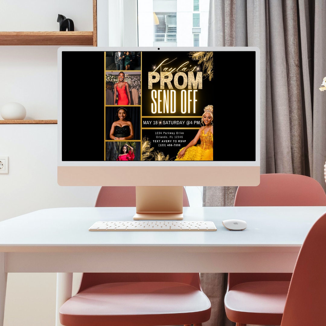 Prom Send off Flyer - Gold Prom Theme Invitation - Send off Invite ...