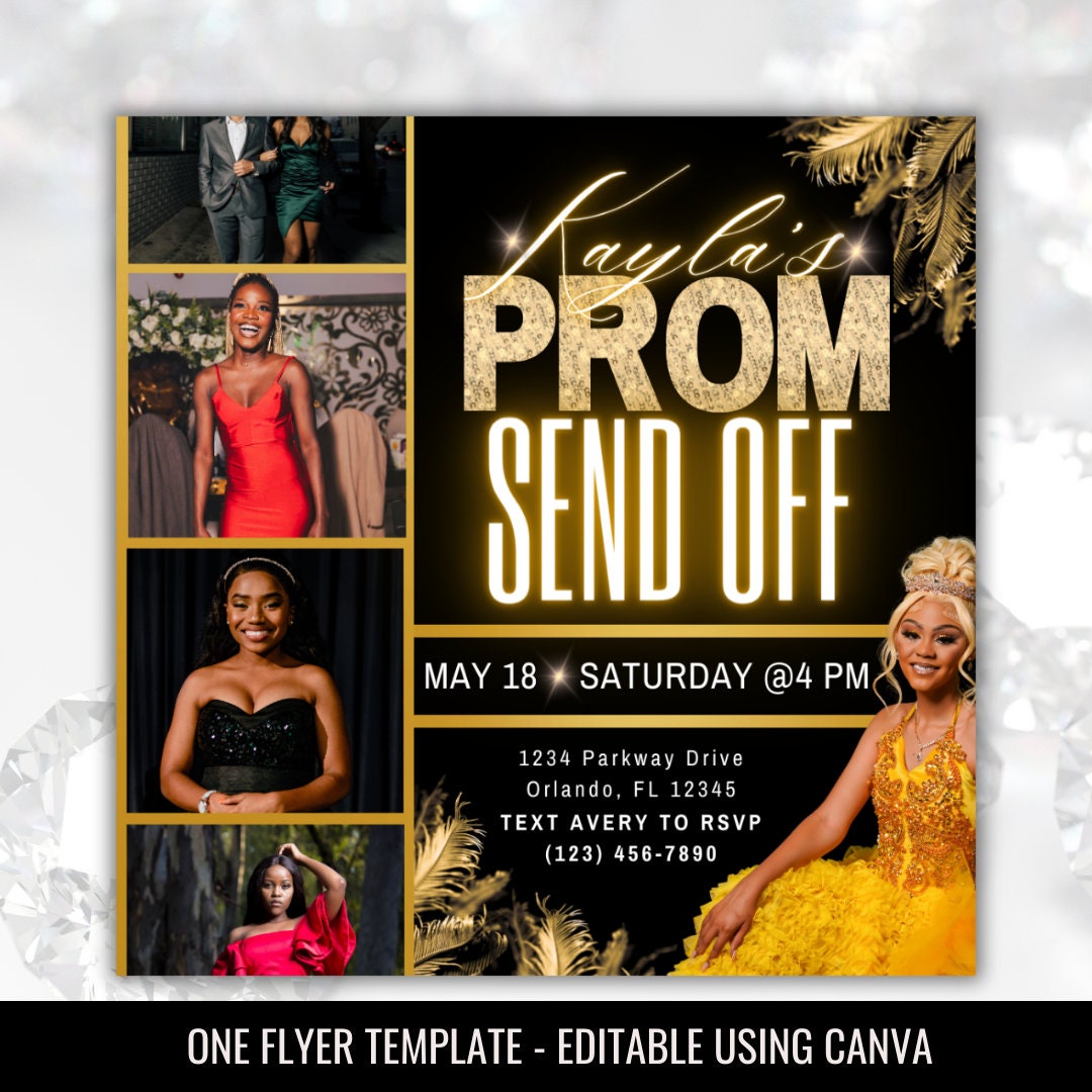 Prom Send off Flyer Gold Prom Flyer Template Prom and Graduation Flyer ...