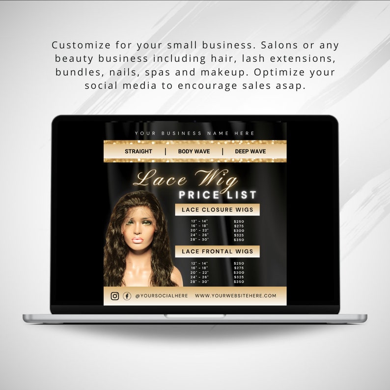 Price List Template Canva - Wig Price List - Hair Price List Template ...