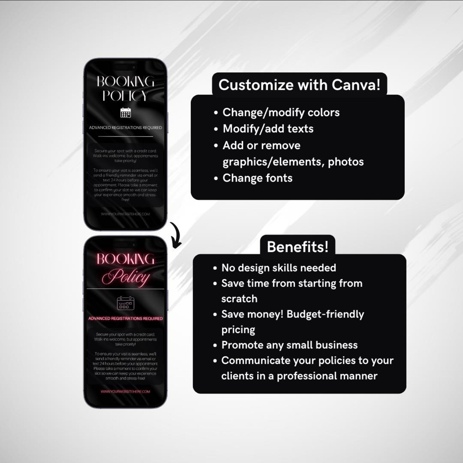 Salon Booking Policy Template: Terms and Conditions Luxury Instagram ...