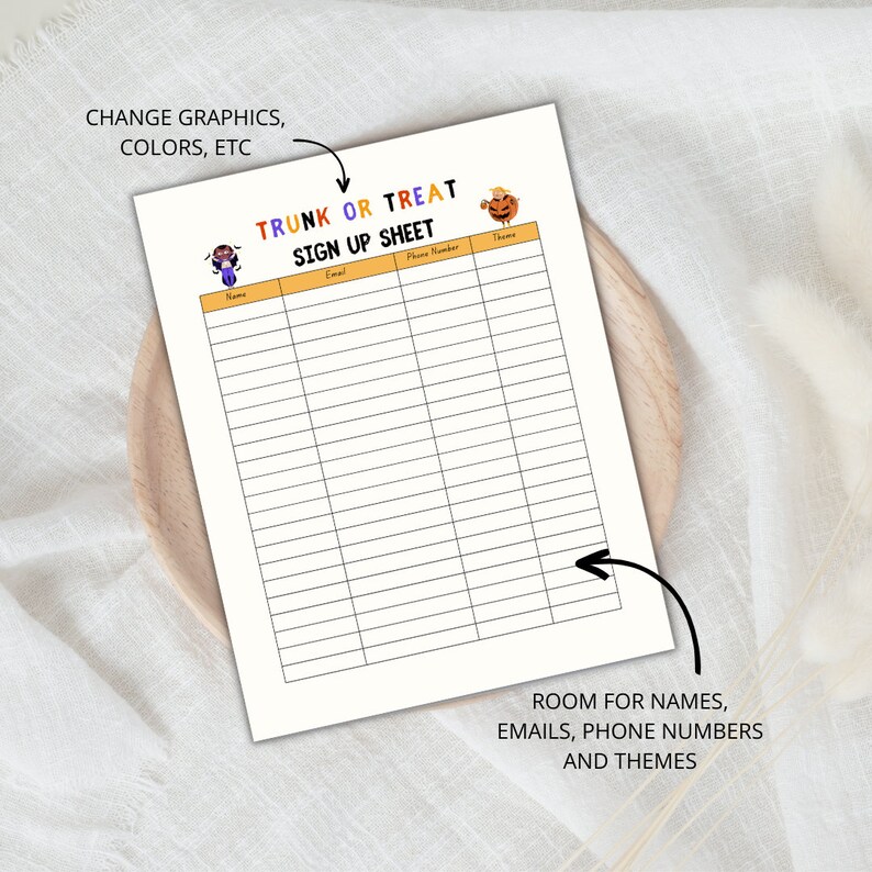 Trunk or Treat Sign Up, Volunteer Sign up Registration Form, Halloween ...