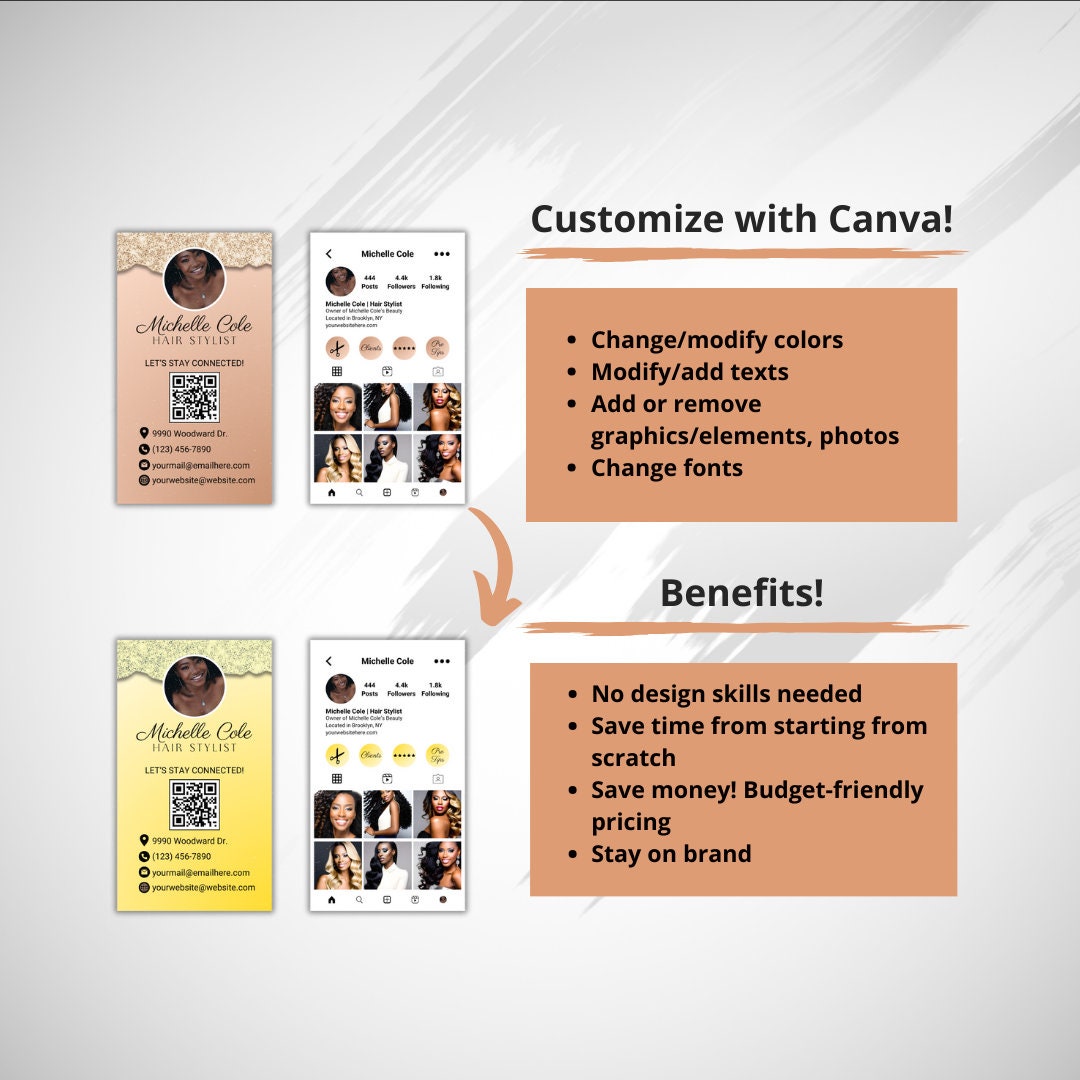 IG Business Card Template QR Code Business Card Instagram Style ...