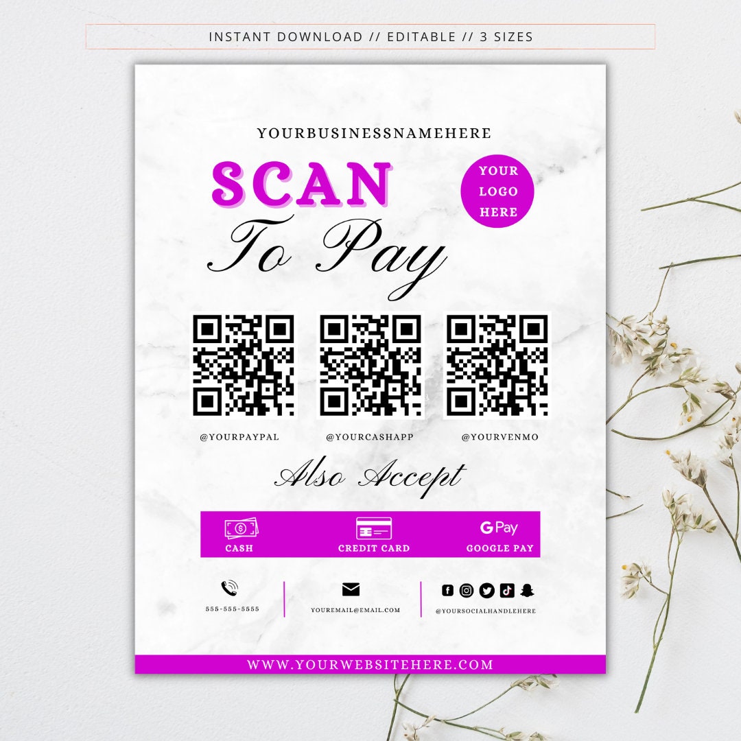 Scan to Pay Template QR Code Sign Accepted Payment Methods Sign Multi ...