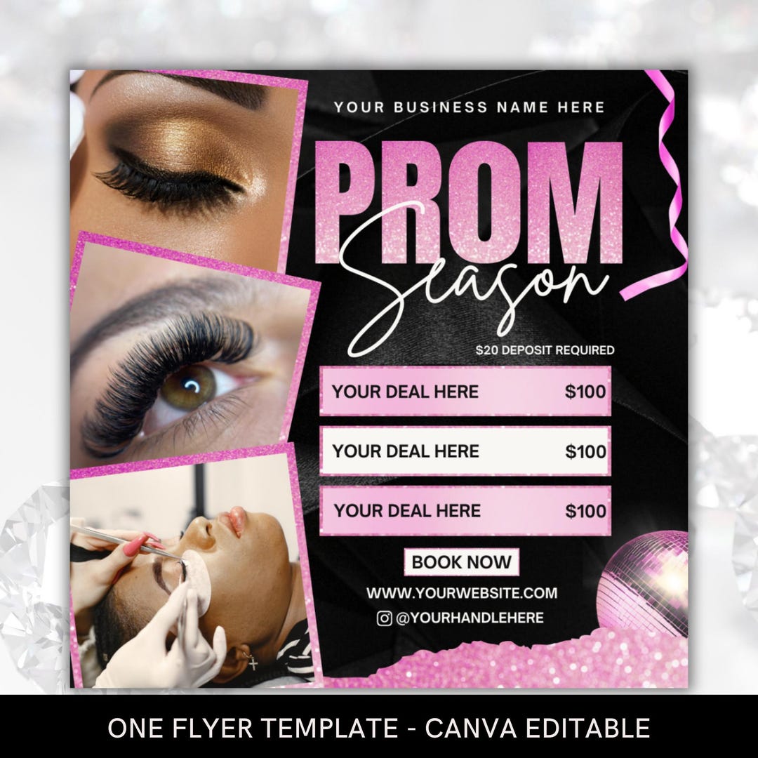 Prom Booking Flyer: Hair, Makeup, Lash Extension Instagram Post (canva ...