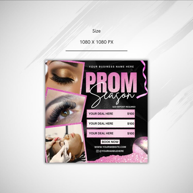 Prom Season Flyer Template: Lash, Hair, Makeup (canva Editable) - Etsy