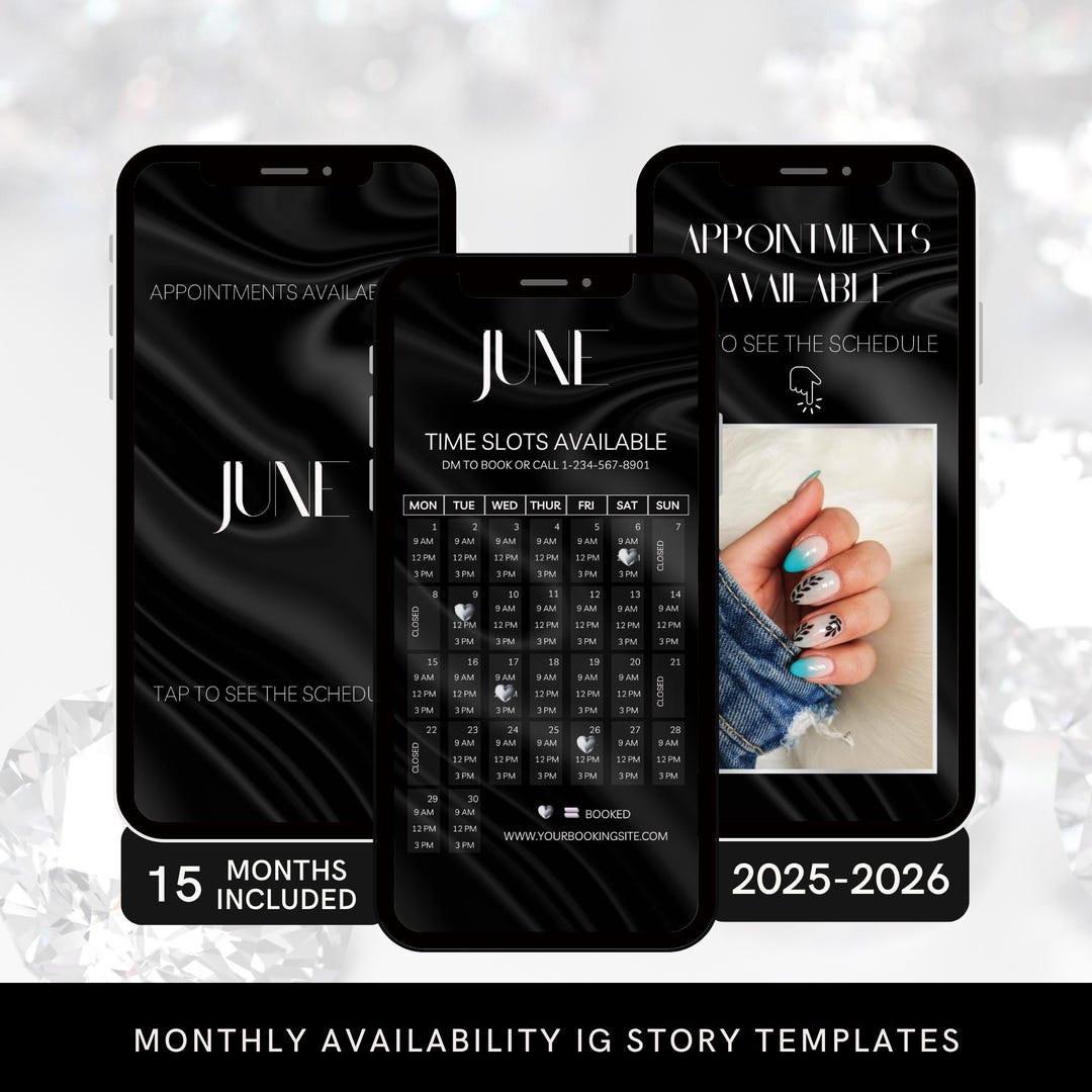 Instagram Story Calendar Template: Nail Tech Appointments (canva ...