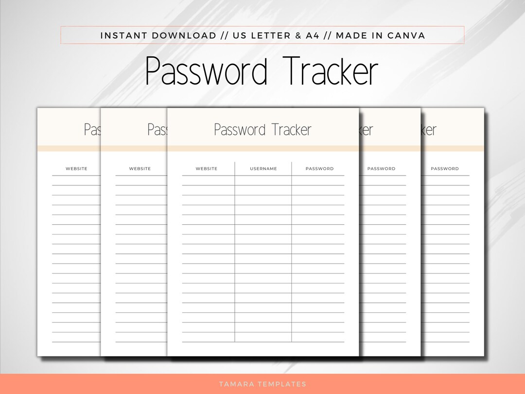 Password Tracker Printable Minimalist Password Keeper - Etsy