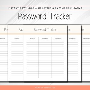 Password Tracker Printable Minimalist Password Keeper - Etsy