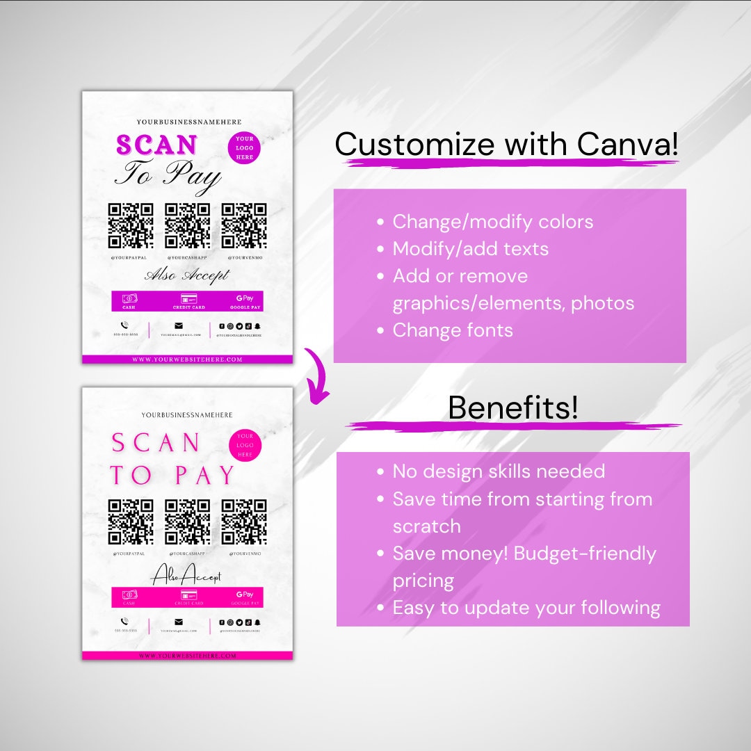 Scan to Pay Template QR Code Sign Accepted Payment Methods Sign Multi ...