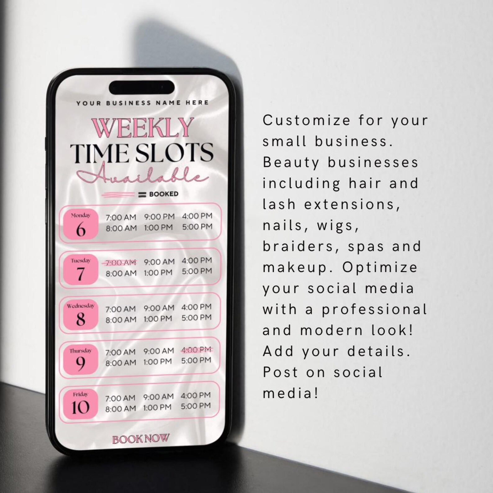 Lash Appointment Calendar - This Week Availability - Instagram Story ...