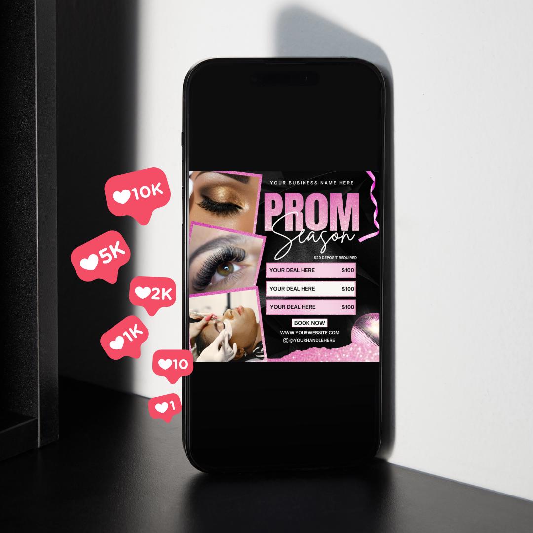 Prom Season Flyer Template: Lash, Hair, Makeup (canva Editable) - Etsy