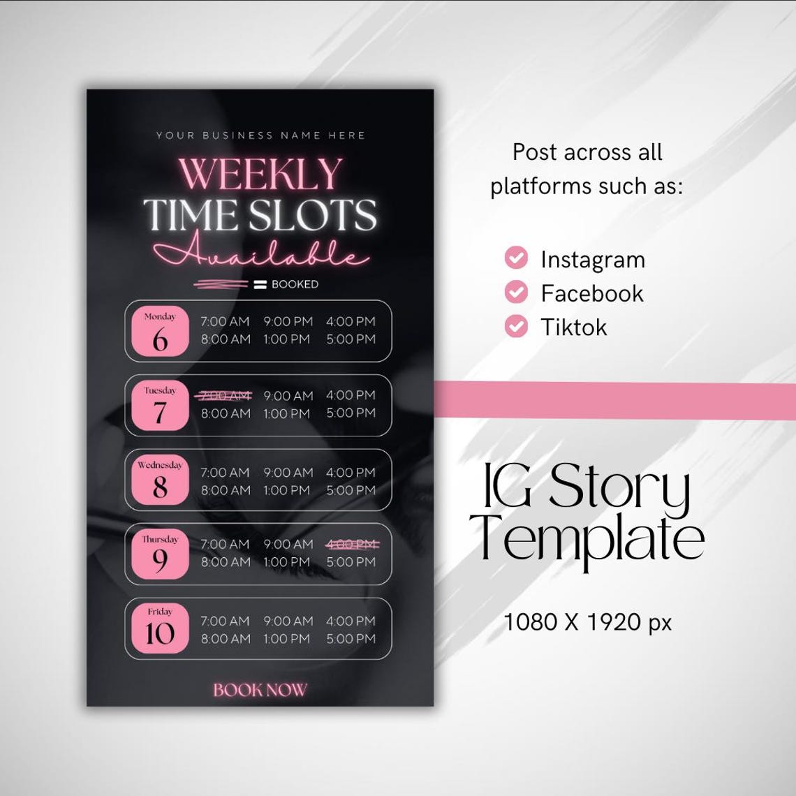 Lash Appointment Calendar - This Week Availability - Instagram Story ...