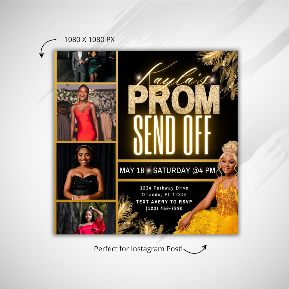 Prom Send off Flyer Gold Prom Flyer Template Prom and Graduation Flyer ...