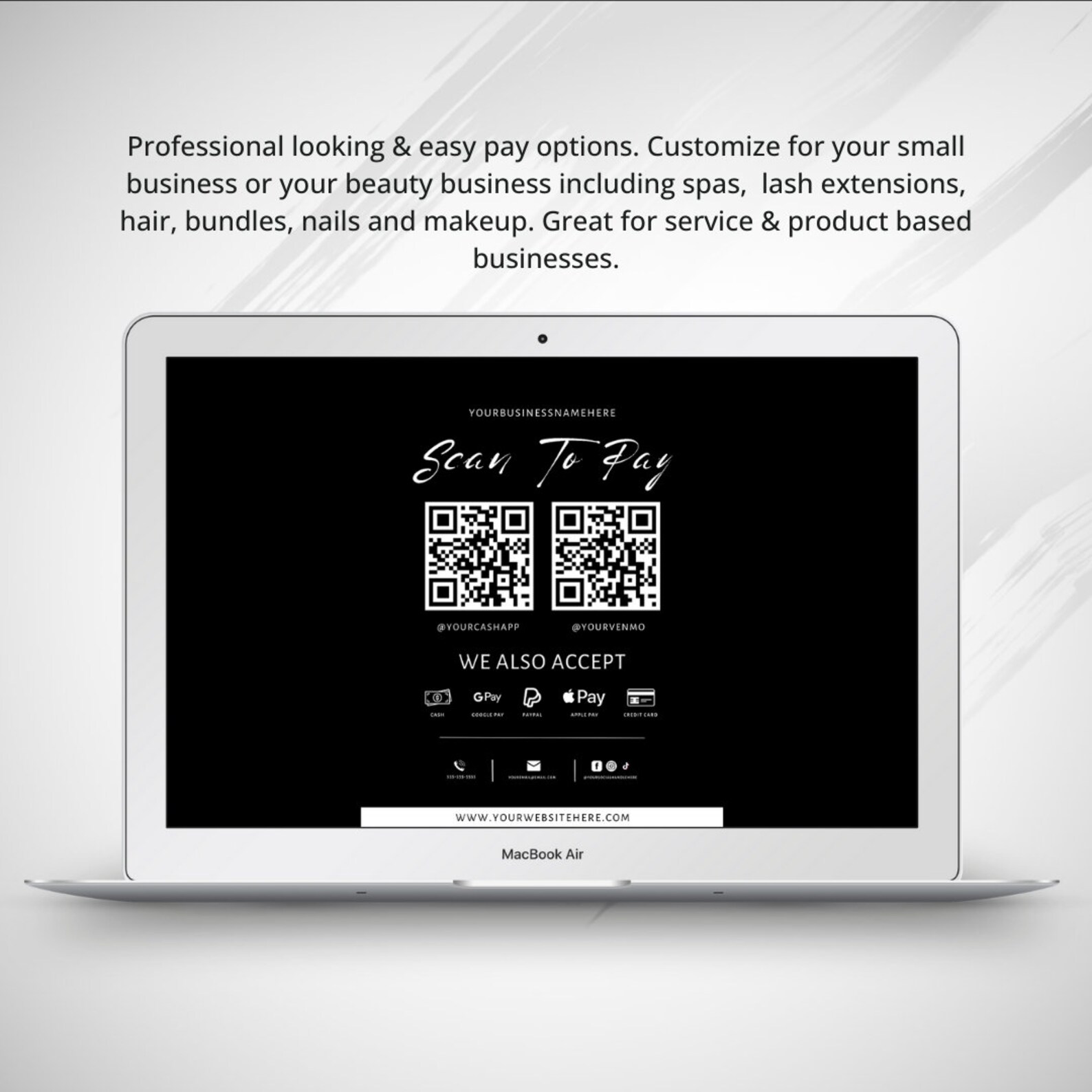 Scan to Pay Template - QR Code Sign - Payment Option Sign - We Accept ...