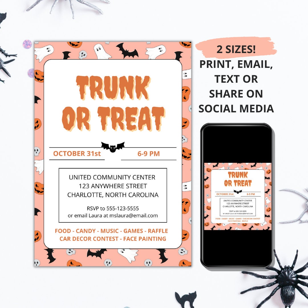Trunk or Treat Flyer Printable Trunk or Treat Invitation - Etsy