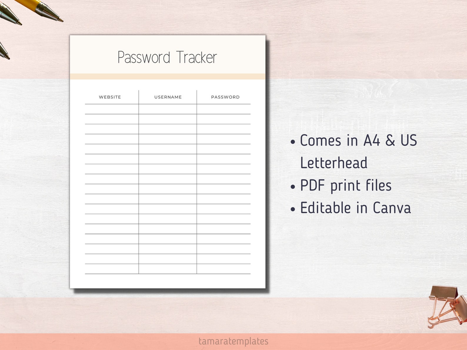 Password Tracker Printable Minimalist Password Keeper - Etsy