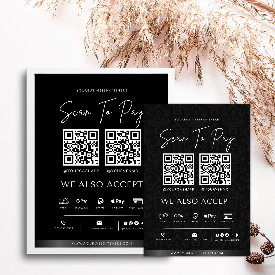 Scan to Pay Template QR Code Sign Payment Option Sign We Accept Payment ...