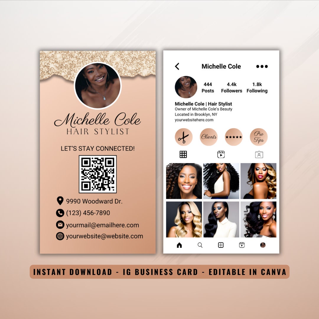 IG Business Card Template - QR Code Business Card - Instagram Style ...