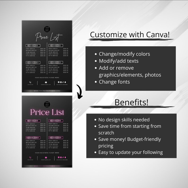 Minimalist Price List Template: Salon & Esthetician Services (canva ...