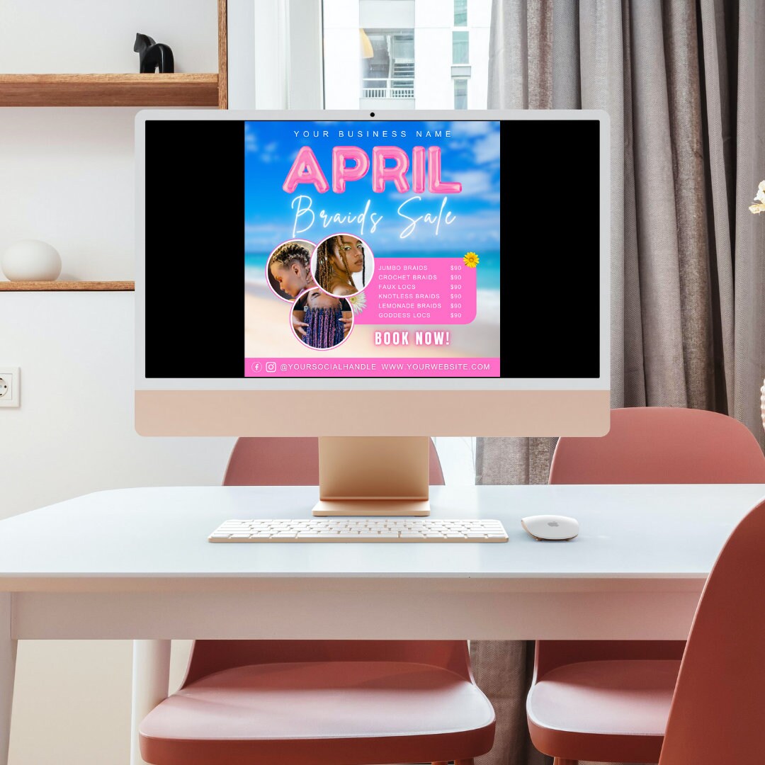 April Braids Sale Flyer, Appointments Available Flyer, Braider ...