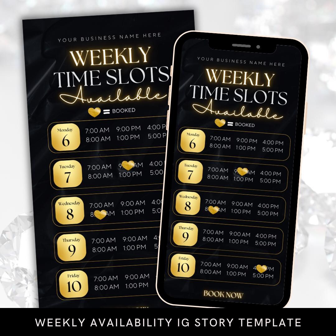 Weekly Available Appointments Instagram Story Calendar (digital ...