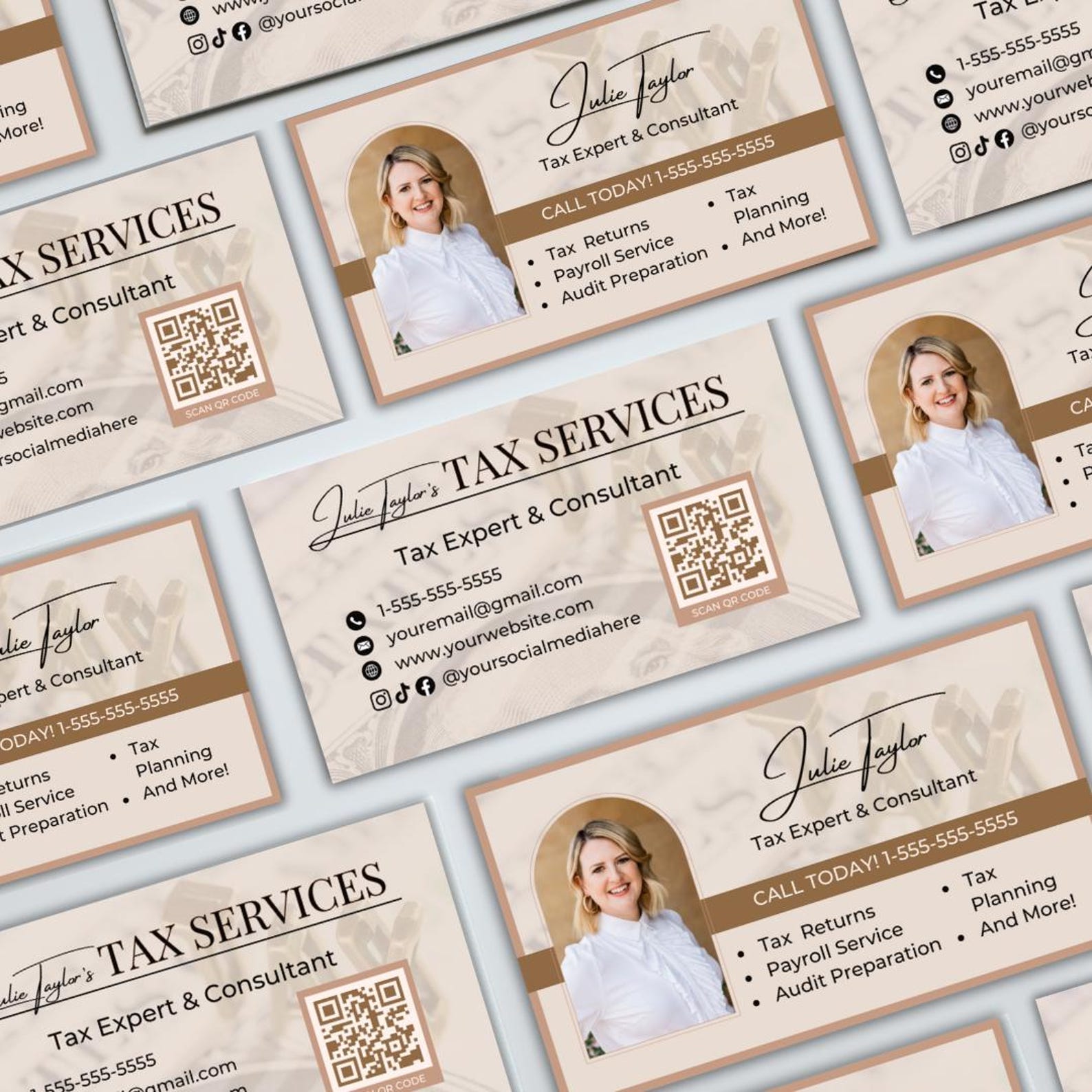 Tax Preparer Business Card Template With QR Code (digital) - Etsy