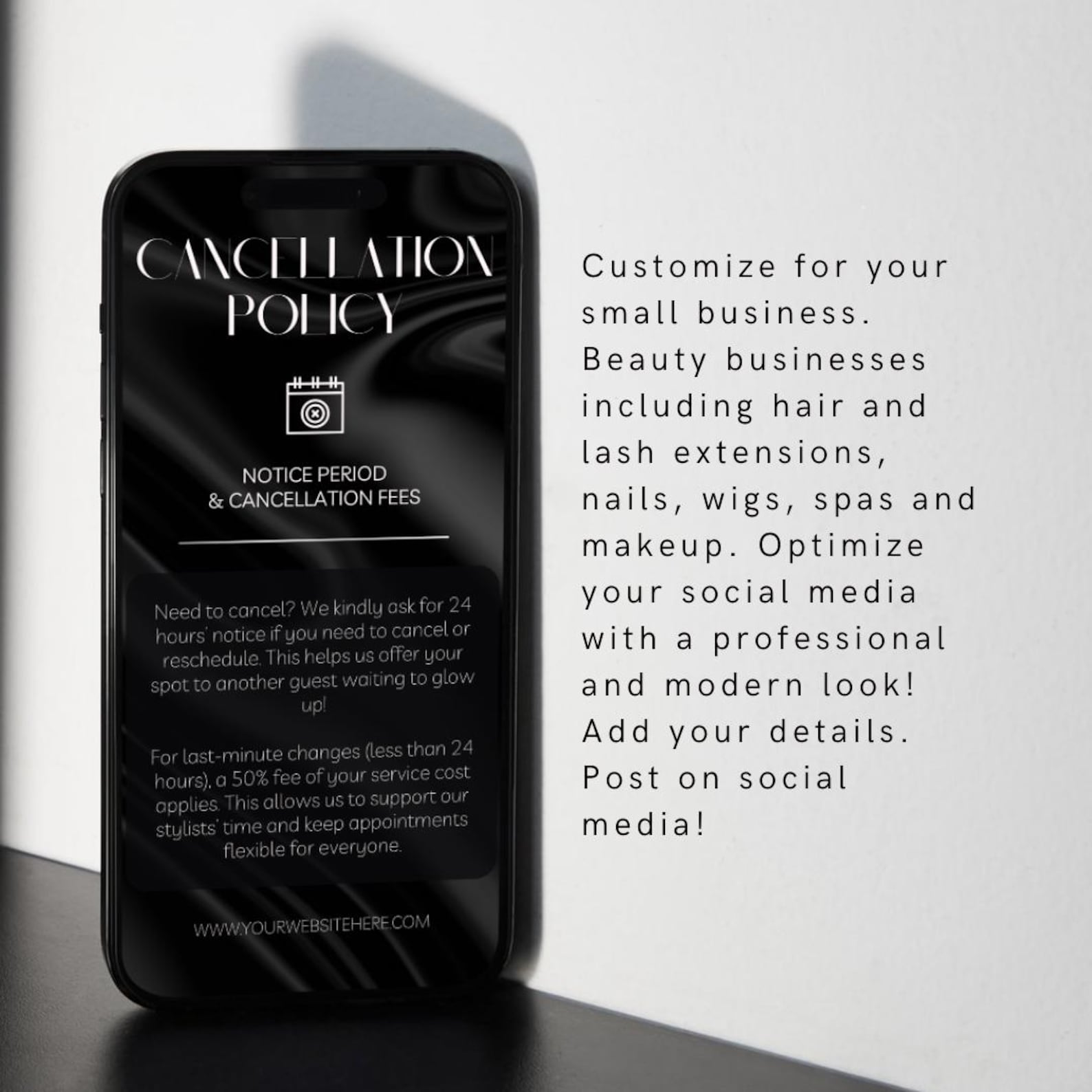 Salon Booking Policy Template: Terms and Conditions Luxury Instagram ...