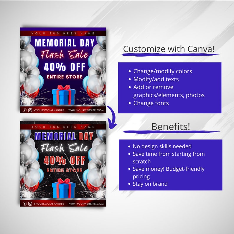Memorial Day Flyer - Flash Sale Template - Sale Flyer for Business ...
