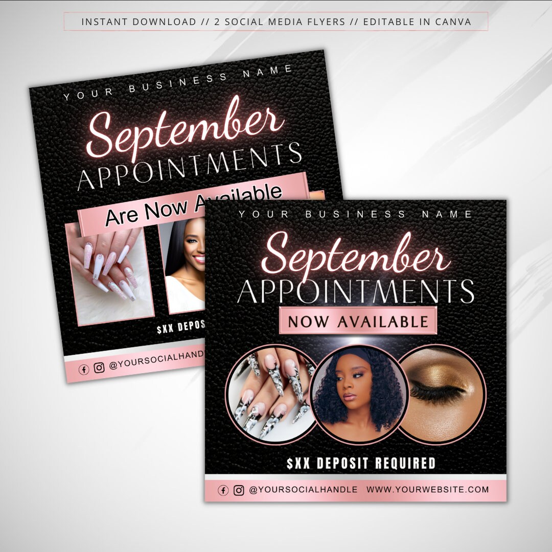 September Booking Flyer Template - September Hair Flyer - Books Open ...