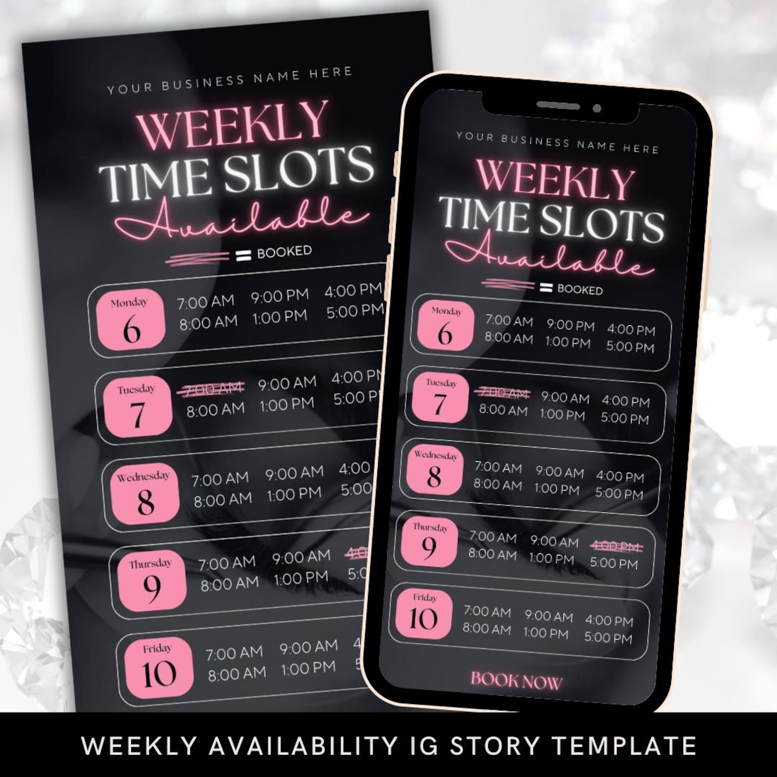 Lash Appointment Calendar - This Week Availability - Instagram Story ...