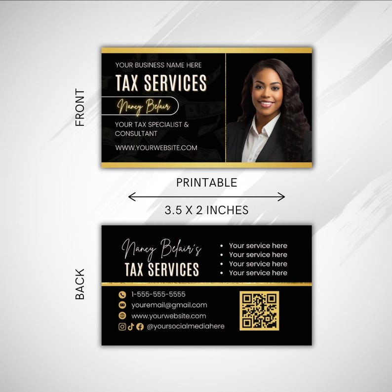 Tax Business Cards - QR Code Business Cards - Professional Business ...