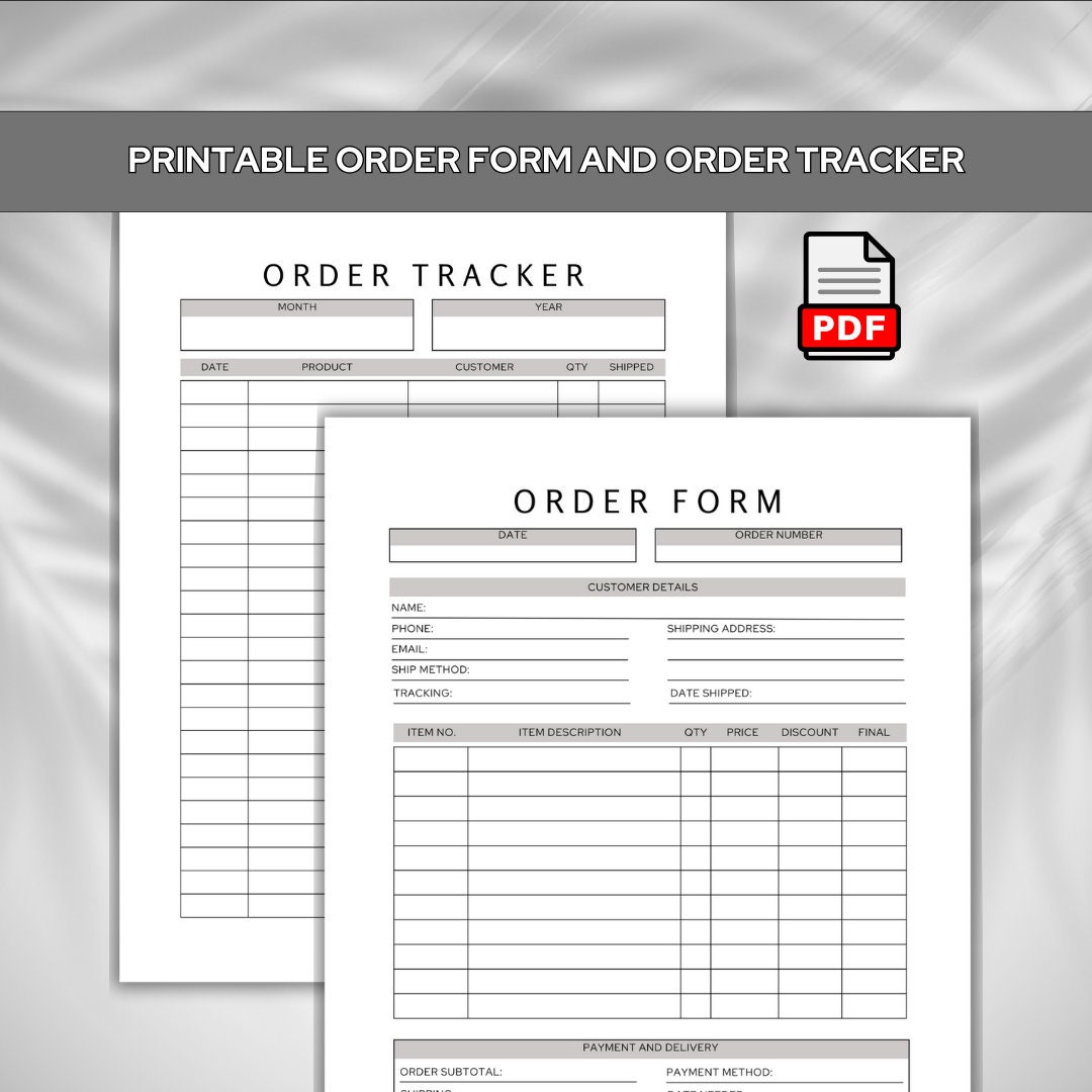 Order Tracker and Order Form for Small Business - Purchase Order ...