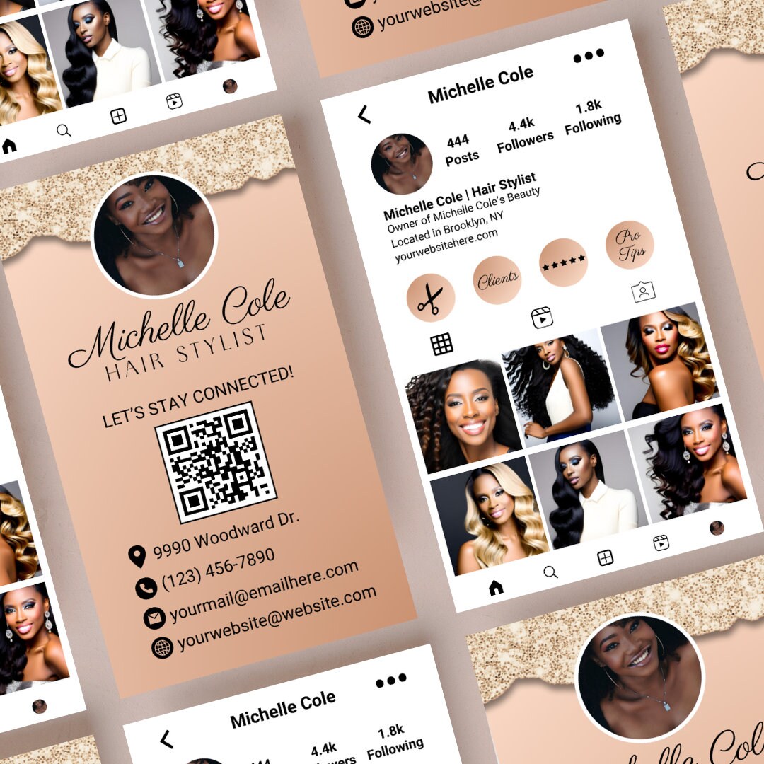 IG Business Card Template QR Code Business Card Instagram Style ...