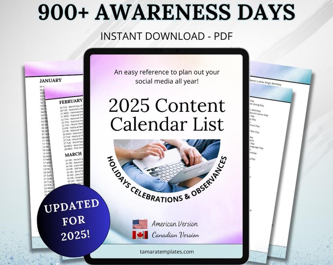 National Days Calendar Printable 2025 National Holidays Calendar Social ...