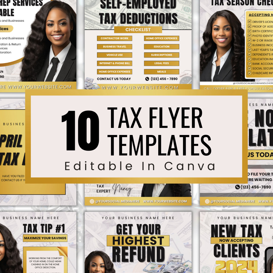 Tax Season Flyer, Tax Flyer Bundle, Digital Flyer Tax Preparation, Tax ...