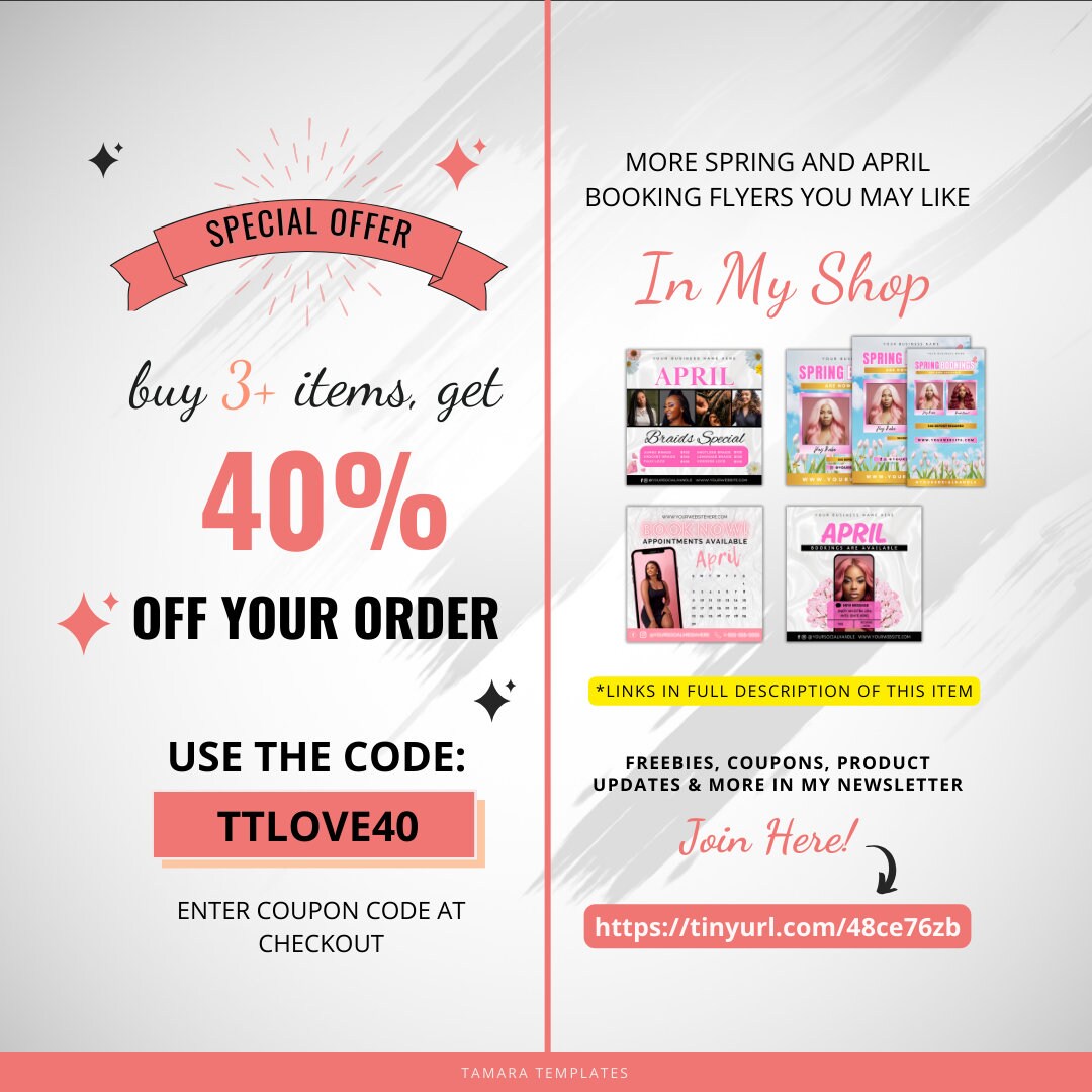 April Braids Sale Flyer, Appointments Available Flyer, Braider ...