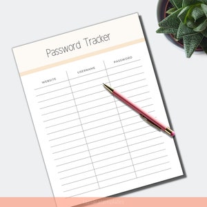 Password Tracker Printable Minimalist Password Keeper - Etsy