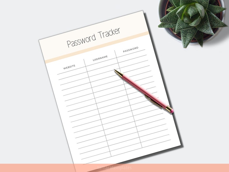 Password Tracker Printable Minimalist Password Keeper - Etsy