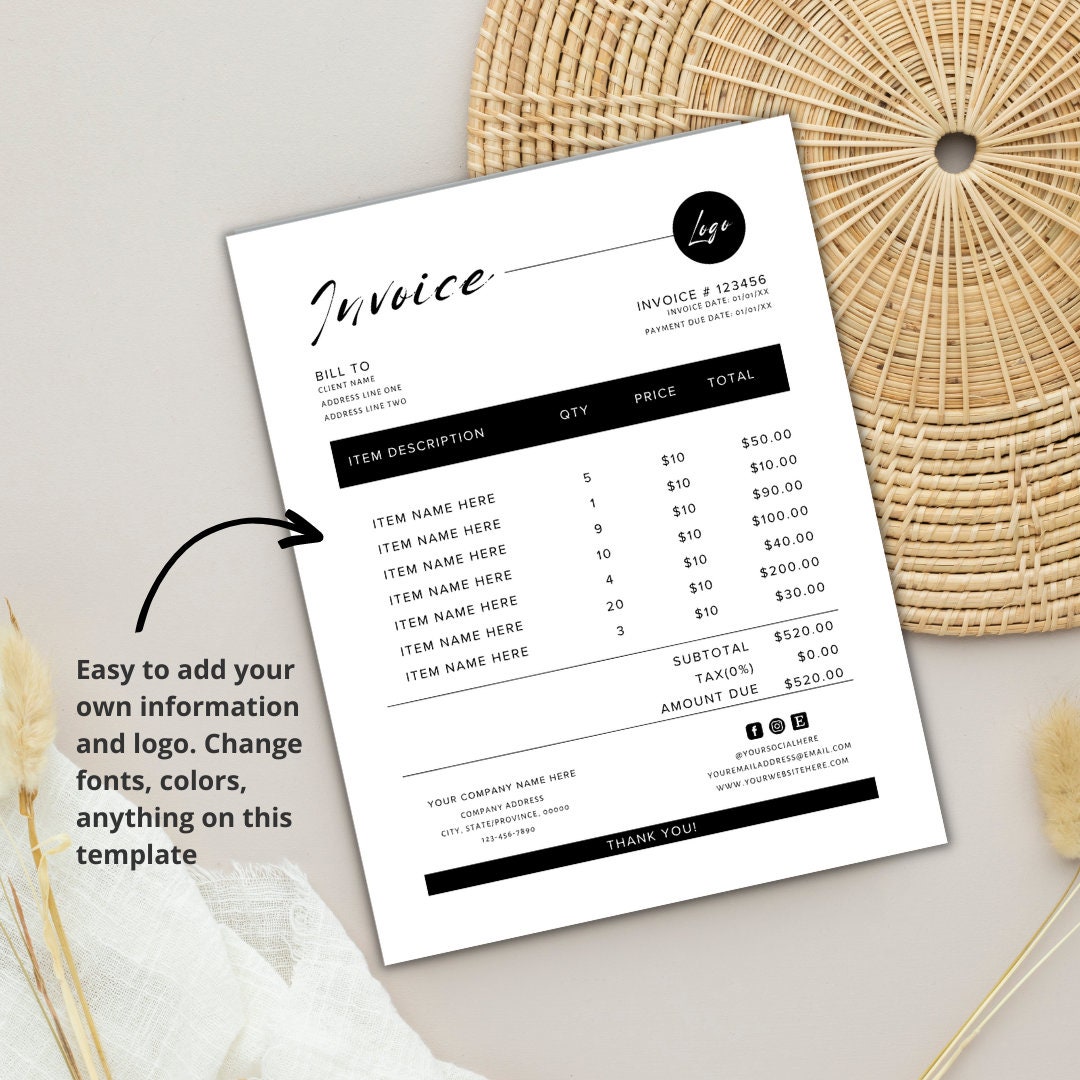 Invoice for Business - Invoice Template Download - Editable Invoice Template - Blank Invoice ...