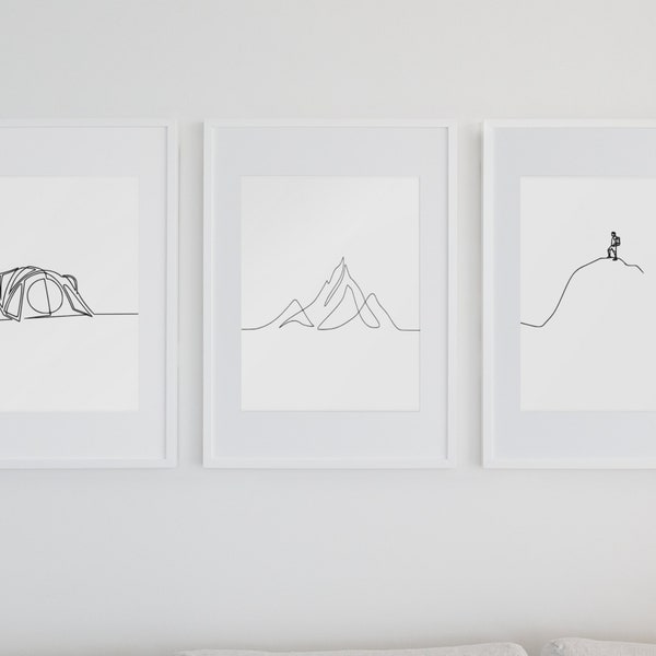 Single Line Mountain Art - Etsy