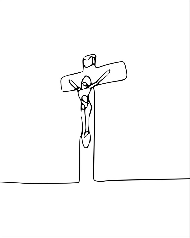 Jesus Teaching and Cross Single Line Art Instant Download Modern ...