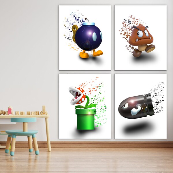 Mario Characters Wall Art - Etsy