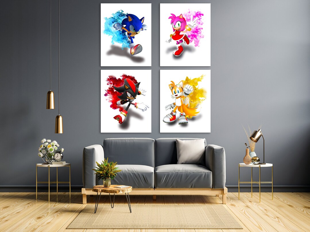 Sonic Hedgehog set of Four Printable Digital Instant Download Home/game ...