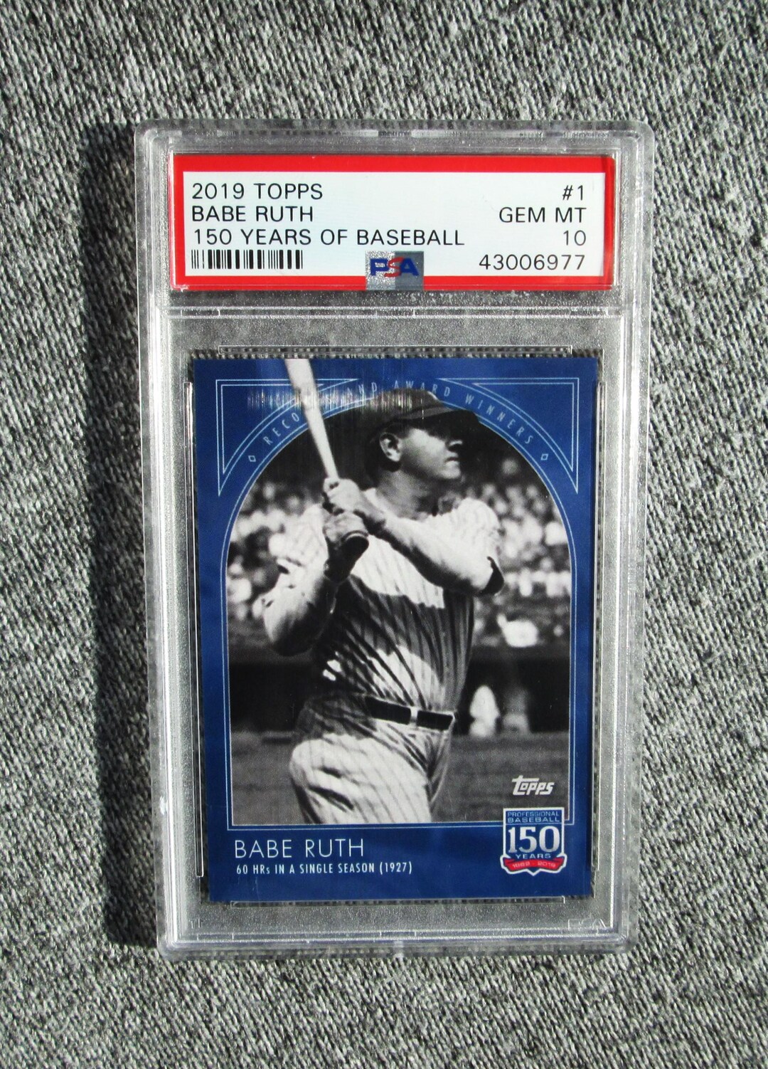 Babe Ruth Topps 150 Years of Baseball Blue NY Yankees PSA 10 Gem Mint ...
