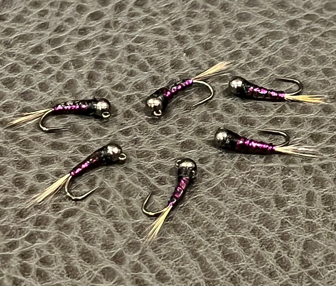 Perdigon Euro Nymph Fly Fishing Flies Purple Half Dozen 6 QTY - Etsy
