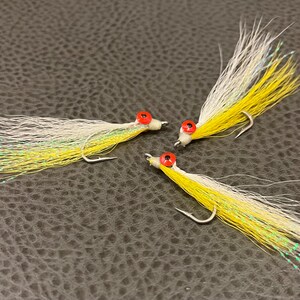 Saltwater Clouser Minnow Fly Fishing Flies Yellow Shimmer 3 Pack - Etsy
