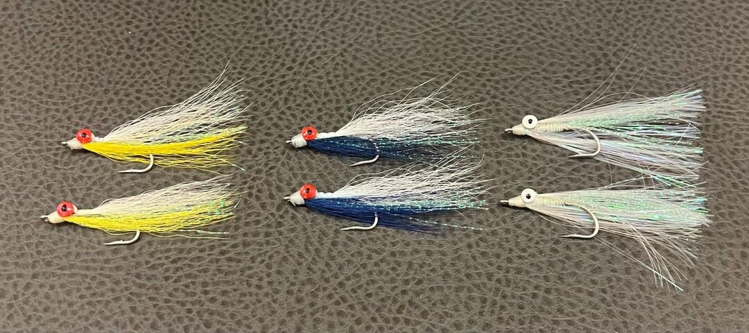Saltwater Clouser Minnow Fly Fishing Flies Assorted Colors 6 Pack Size ...