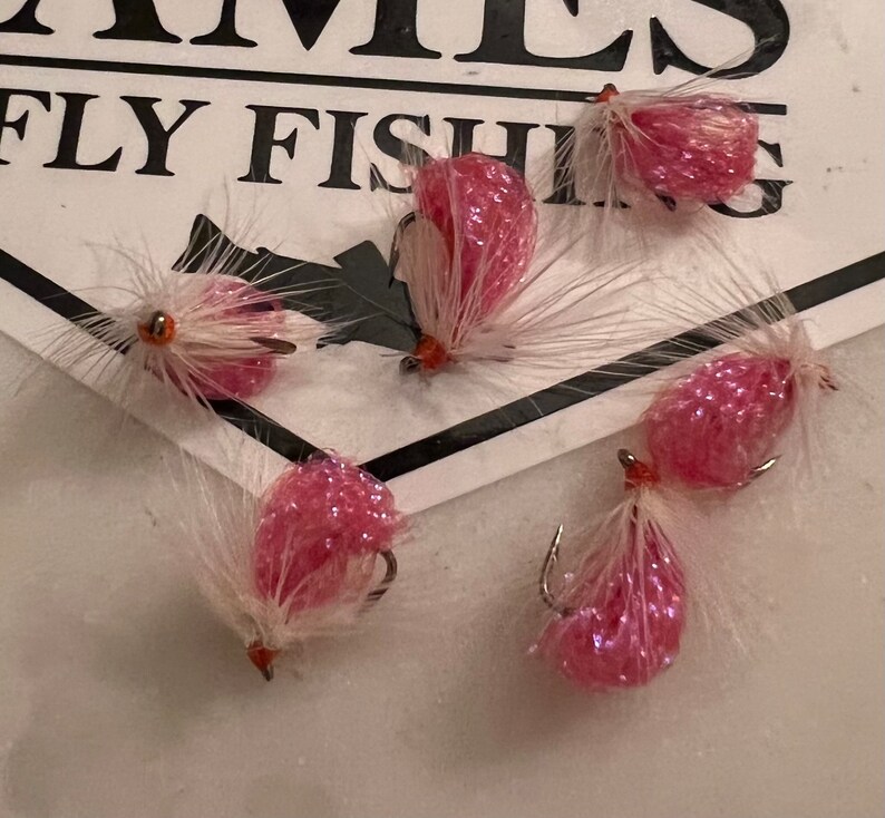Half Dozen 6 Magenta Crystal Meth Egg Fly Fishing Flies Size 16 Salmon ...