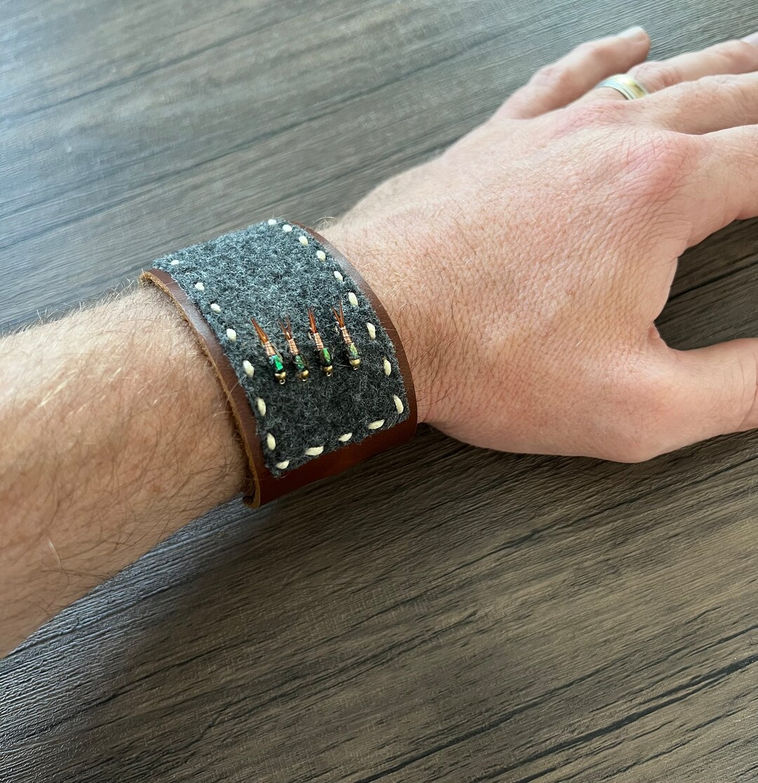 Fly Fishing Leather Wrist Band Cuff Fly Patch Medium Ames Fly Fishing ...